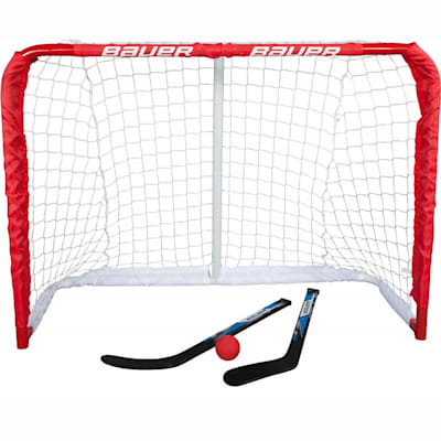 Bauer Deluxe Knee Hockey Steel Goal Set w/ 2 Sticks, Ball & Target - 30 ...